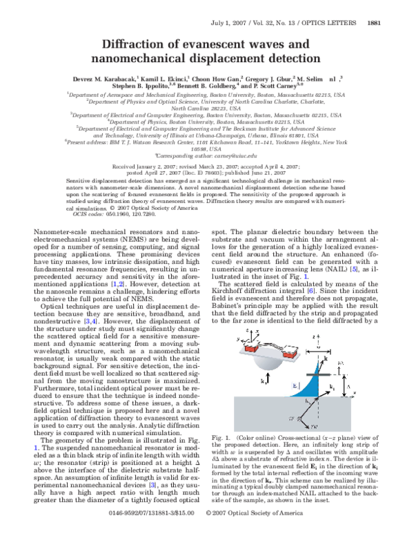 (PDF) Diffraction of evanescent waves and nanomechanical displacement ...