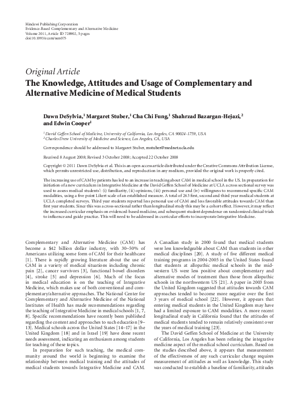 (PDF) Attitudes Towards Complementary and Alternative Medicine Among Pharmacy Faculty and ...