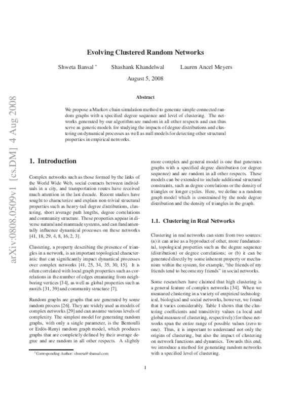 Pdf Exploring Biological Network Structure With Clustered Random Networks