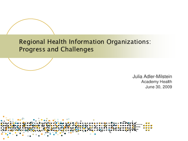 (PDF) U.S. Regional Health Information Organizations: Progress And ...
