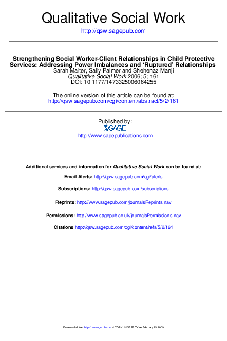 (PDF) Strengthening Social Worker-Client Relationships in Child ...