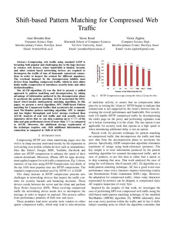 Pdf Shift Based Pattern Matching For Compressed Web Traffic
