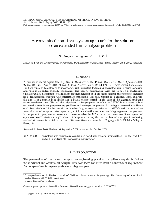 Pdf A Constrained Non Linear System Approach For The Solution Of An