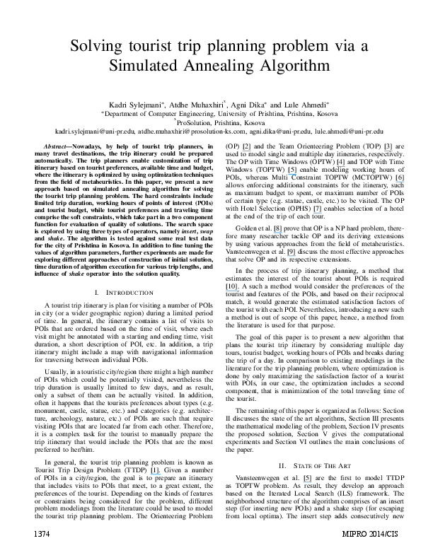 (PDF) Solving tourist trip planning problem via a simulated annealing ...