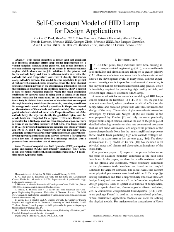 (PDF) Self-Consistent Model of HID Lamp for Design Applications ...