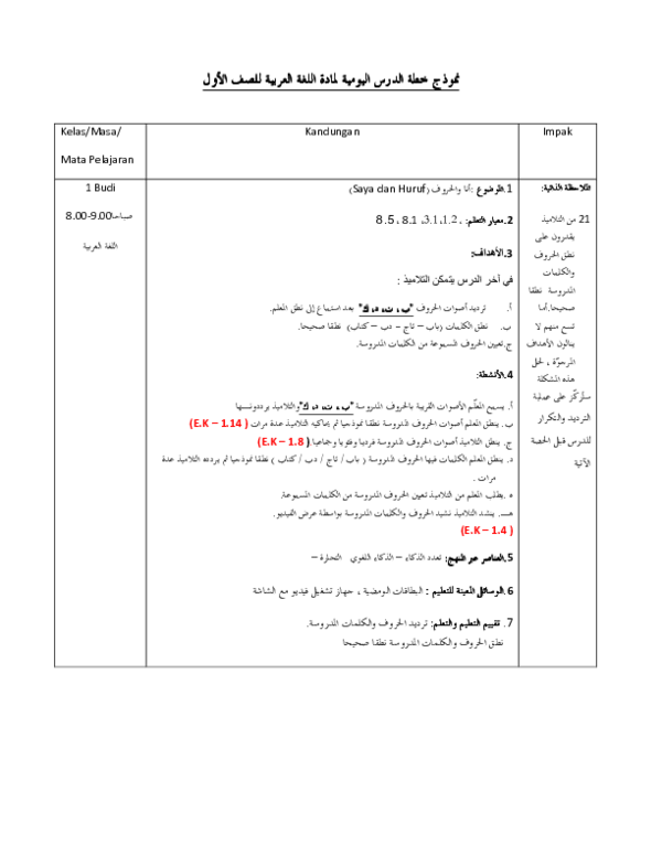 (PDF) Contoh RPH Bentuk Buku Rekod Mengajar