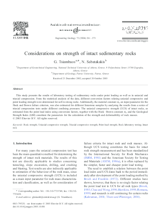 (PDF) Intact rock strength
