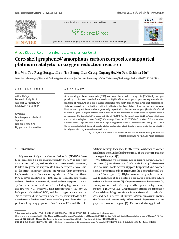 (PDF) Core-shell graphene@amorphous carbon composites supported ...