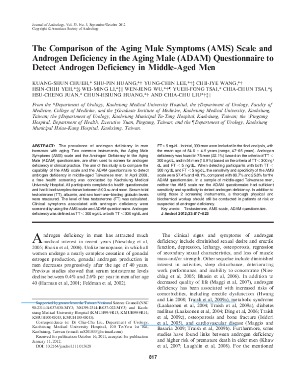 (PDF) The Comparison of the Aging Male Symptoms (AMS) Scale and ...
