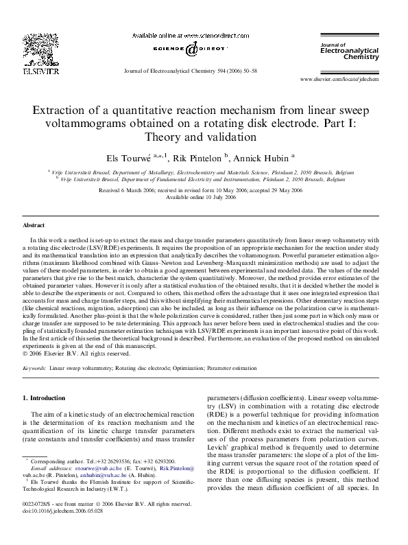 (PDF) Extraction of a quantitative reaction mechanism from linear sweep ...