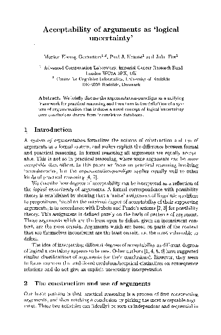 (PDF) Acceptability of arguments as ‘logical uncertainty’