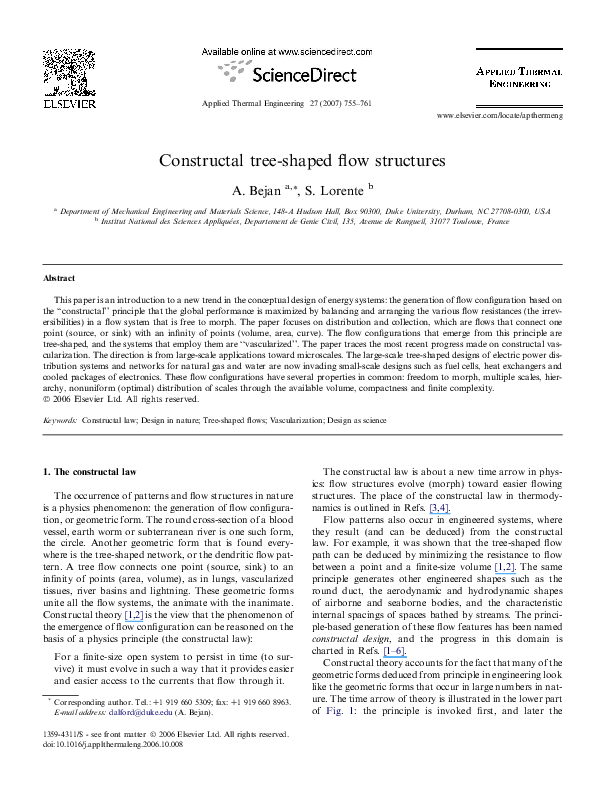 (PDF) Constructal tree-shaped flow structures