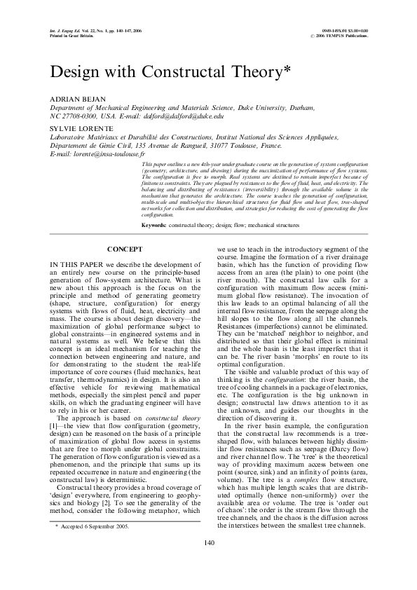 (PDF) Design with Constructal Theory