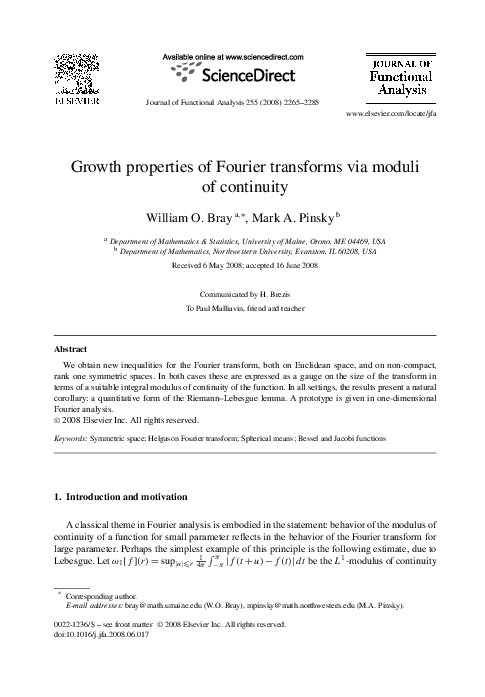 Pdf Growth Properties Of Fourier Transforms Via Moduli Of Continuity