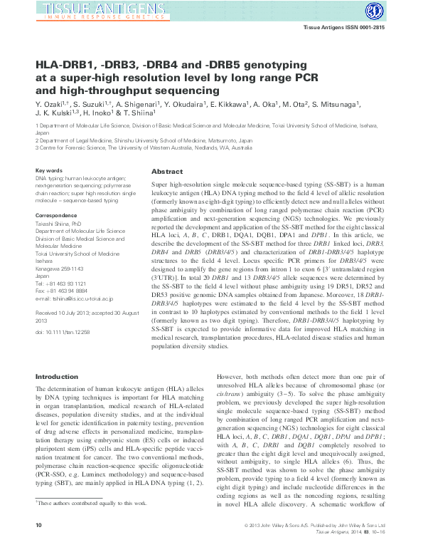 (PDF) HLA-DRB1, -DRB3, -DRB4 and -DRB5 genotyping at a super-high resolution level by long range ...
