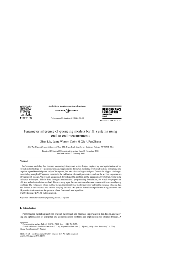 (PDF) Parameter inference of queueing models for IT systems using end-to-end measurements ...