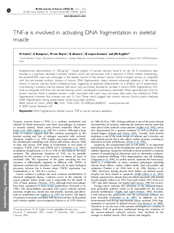 (PDF) TNF-alpha is involved in activating DNA fragmentation in skeletal ...