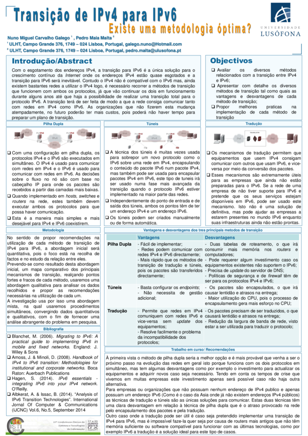 (PDF) IPv4 to IPv6 transition - There is a great methodology? - Poster ...