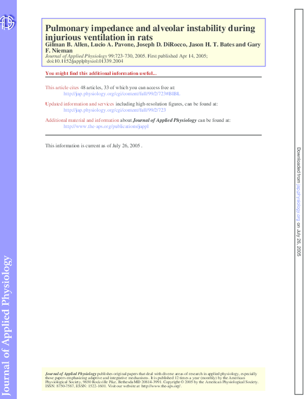 (PDF) Pulmonary impedance and alveolar instability during injurious ...