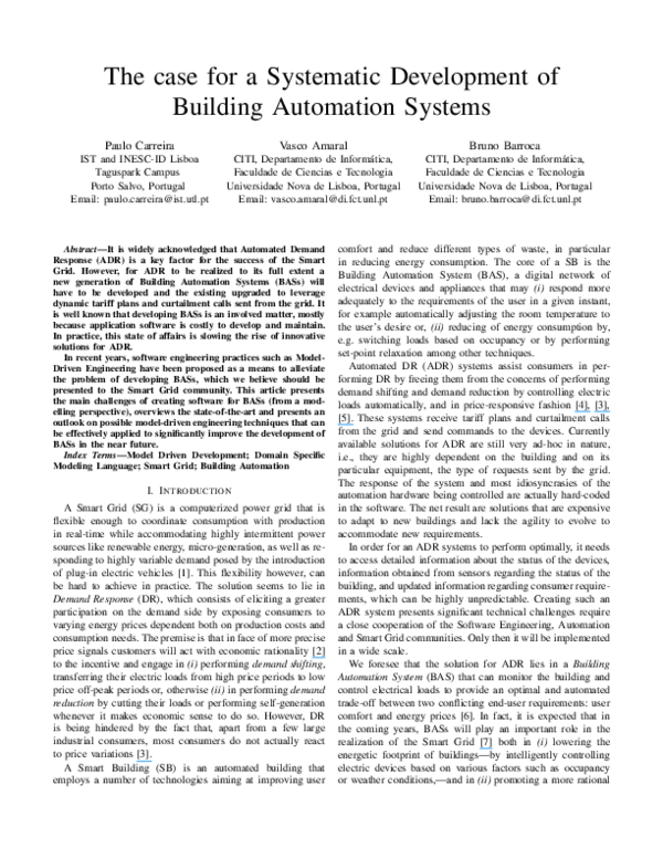 (PDF) The case for a systematic development of Building Automation Systems