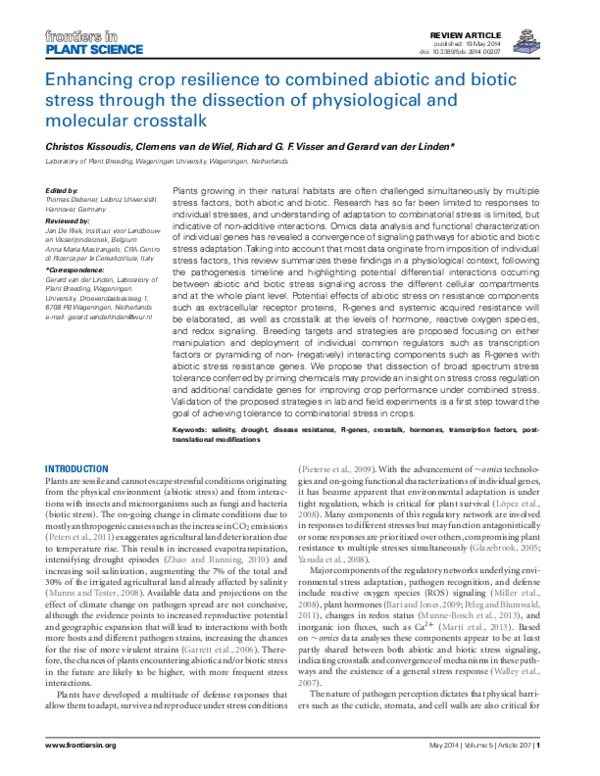 (PDF) Enhancing crop resilience to combined abiotic and biotic stress through the dissection of ...