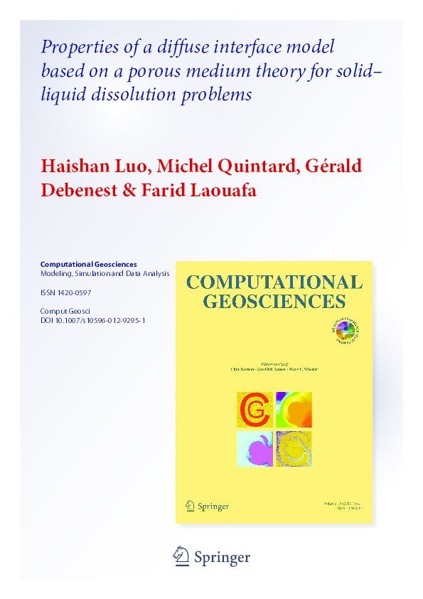Pdf Properties Of A Diffuse Interface Model Based On A Porous Medium
