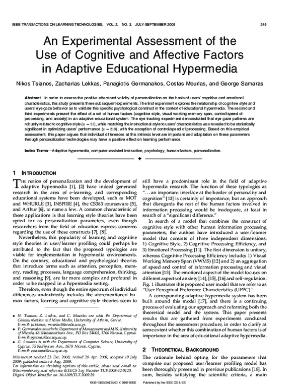 (PDF) An Experimental Assessment of the Use of Cognitive and Affective ...
