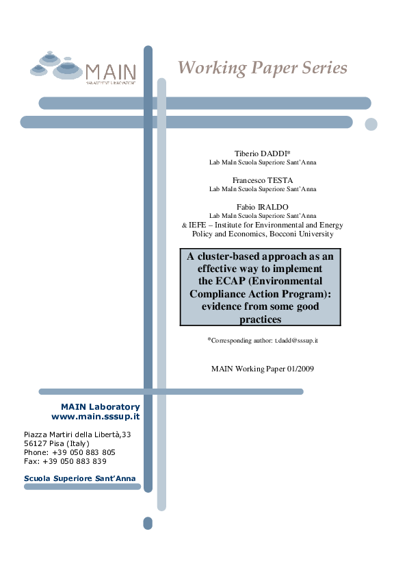 (PDF) A cluster-based approach as an effective way to implement the ECAP (Environmental ...