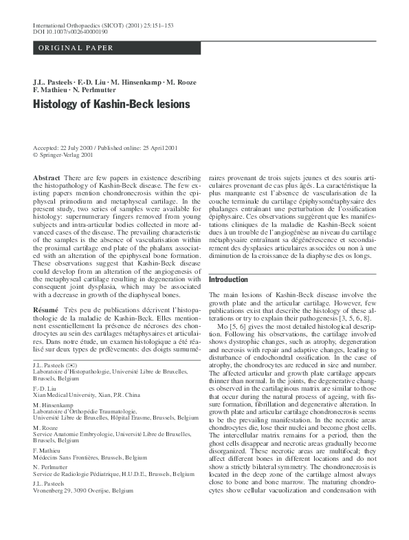 (PDF) Histology of Kashin-Beck lesions