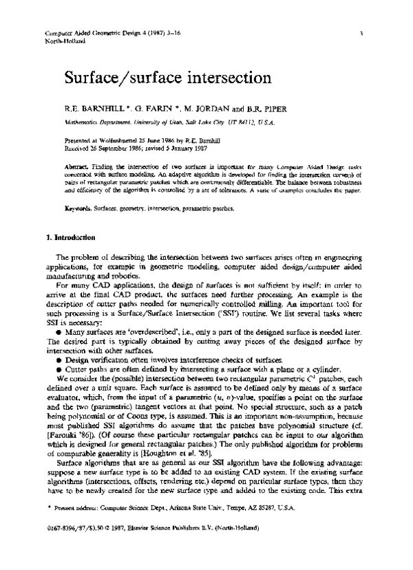 (PDF) Surface/surface intersection