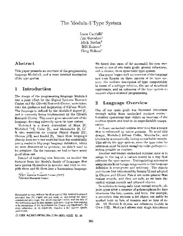 (PDF) The Modula–3 type system