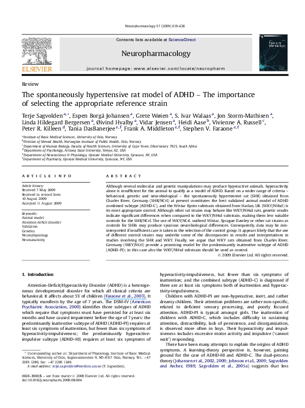 (PDF) The spontaneously hypertensive rat model of ADHD – The importance ...
