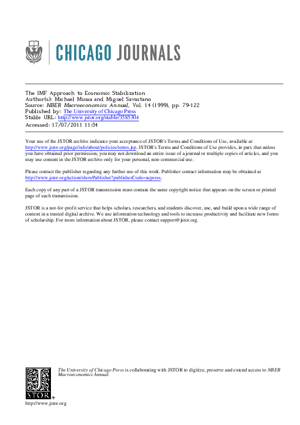 (PDF) The IMF Approach to Economic Stabilization