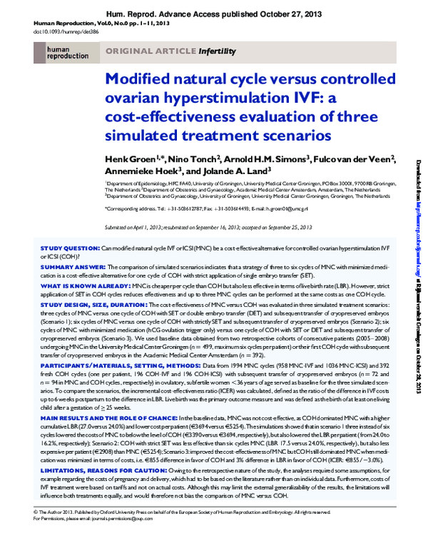 (PDF) Modified natural cycle versus controlled ovarian hyperstimulation ...