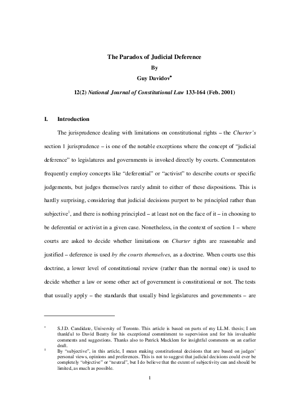 (PDF) The Paradox of Judicial Deference