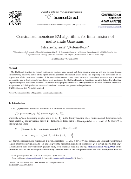 (PDF) Monotone Constrained EM Algorithms for Multinormal Mixture Models