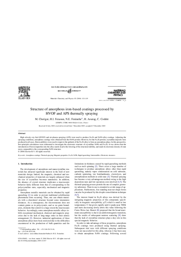 (PDF) Structure of amorphous iron-based coatings processed by HVOF and ...