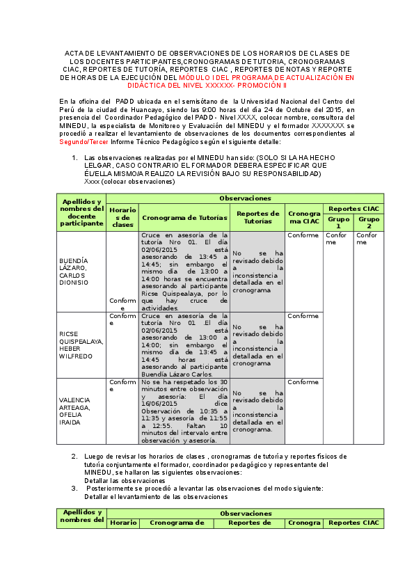 (DOC) ACTA LEVANTAMIENTO DE OBSERVACIONES octubre