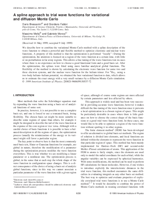 (PDF) A spline approach to trial wave functions for variational and ...