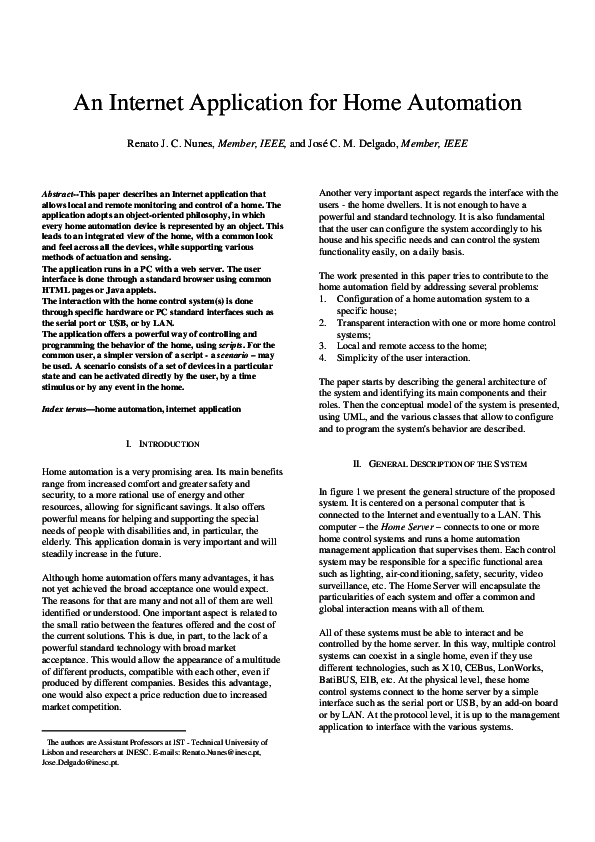 (PDF) Internet Application for Home Automation