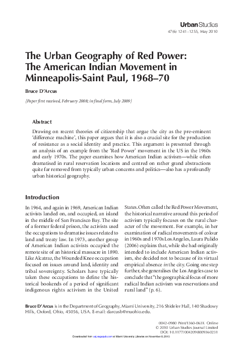 (PDF) The Urban Geography of Red Power: The American Indian Movement in ...