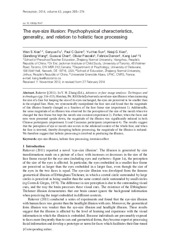 (PDF) Effects of visual expertise on a novel eye-size illusion ...