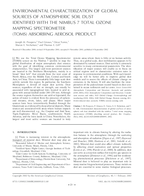 (PDF) Environmental characterization of global sources of atmospheric soil dust identified with ...