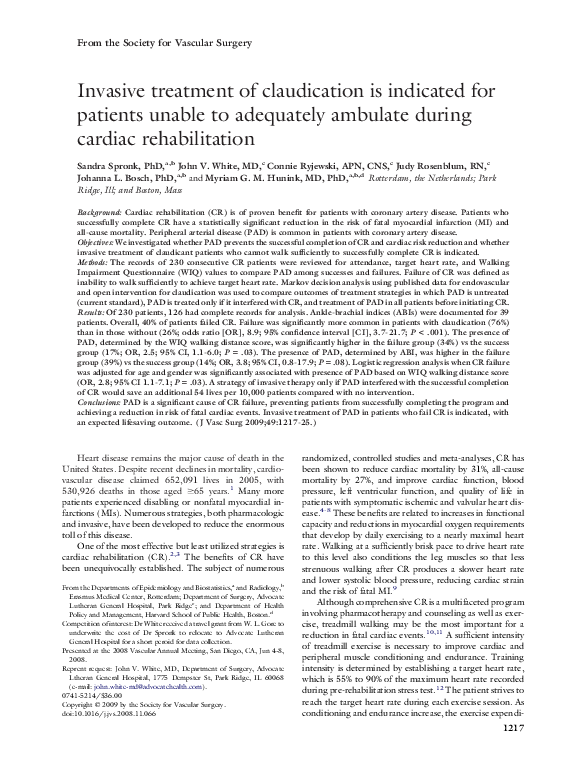 (PDF) Invasive treatment of claudication is indicated for patients ...