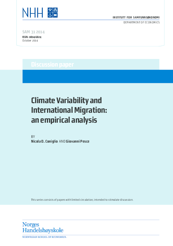 Pdf Climate Variability And International Migration An Empirical