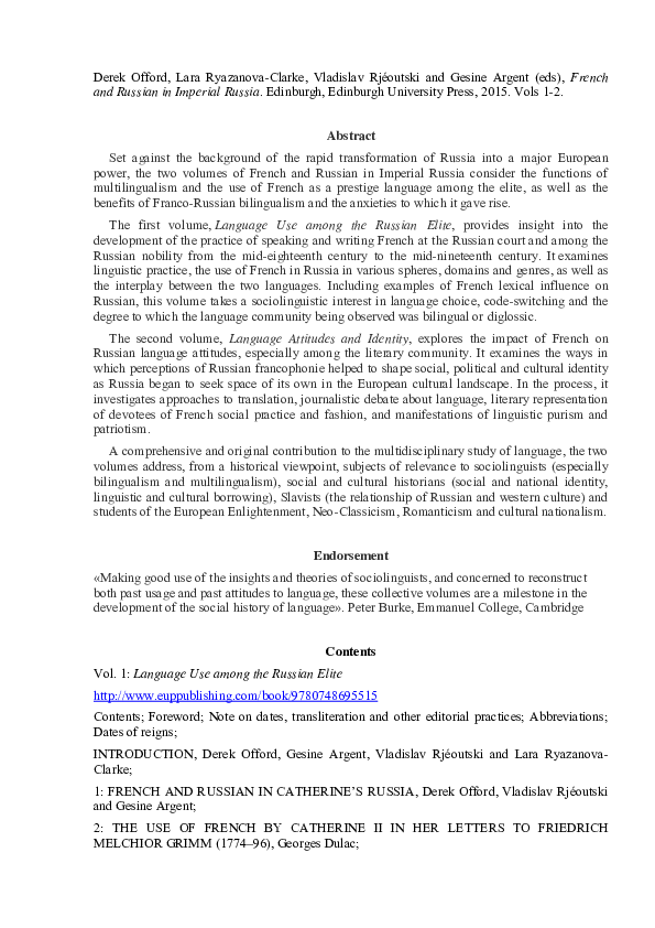 (PDF) Code-Switching in the Correspondence of the Vorontsov Family