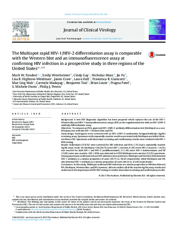 (PDF) The Multispot rapid HIV-1/HIV-2 differentiation assay is ...