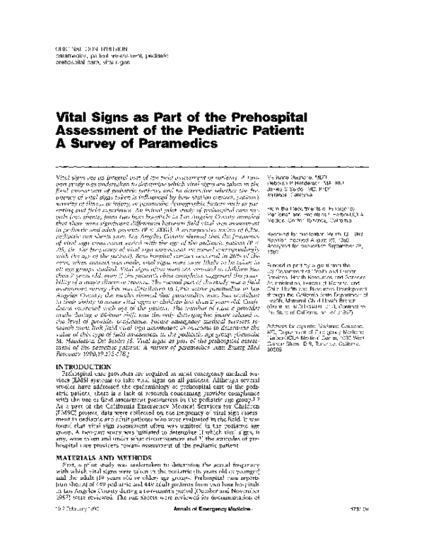 (PDF) Vital signs as part of the prehospital assessment of the ...
