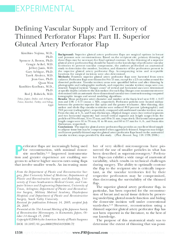 (PDF) Defining vascular supply and territory of thinned perforator ...