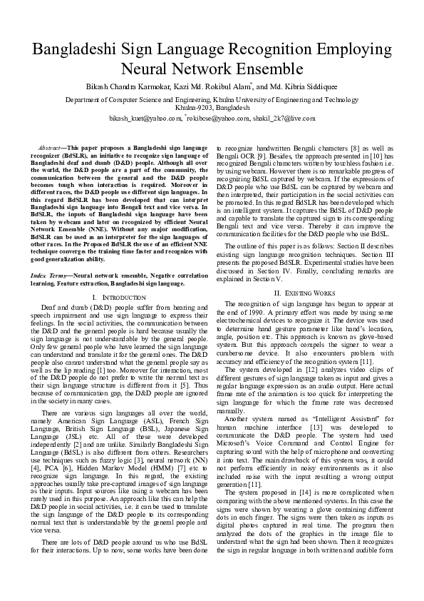 (PDF) Bangladeshi Sign Language Recognition Employing Neural Network ...